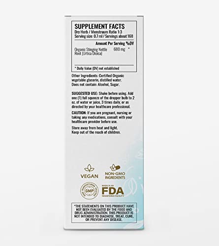 HERBAMAMA Stinging Nettle Root Tincture - Organic Stinging Nettle Root Liquid Extract - Urtica Dioica Herbal Drops Supplement - 4 fl oz