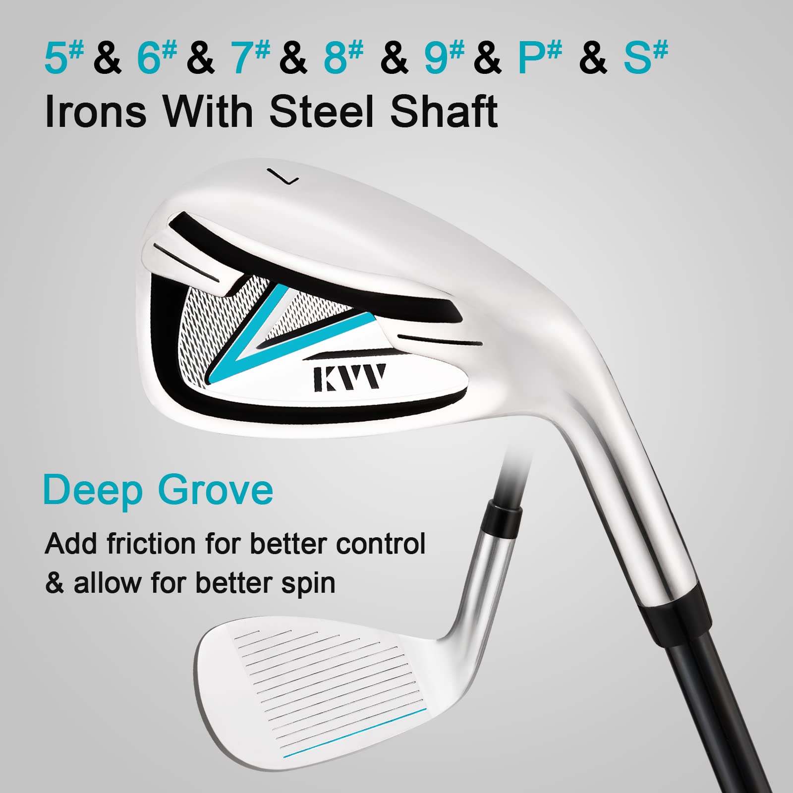 KVV Women’s Complete Golf Clubs Package Set Includes Driver, Fairway, Hybrid, 5#-P# Irons, Putter, Cart Bag, Head Covers, Right Handed