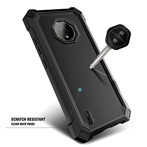 WDHD Case for Nokia C200 with Tempered Glass Screen Protector, Full-Body Protective Shockproof Rugged Bumper Cover, Impact Resist Durable Phone Case (Black)
