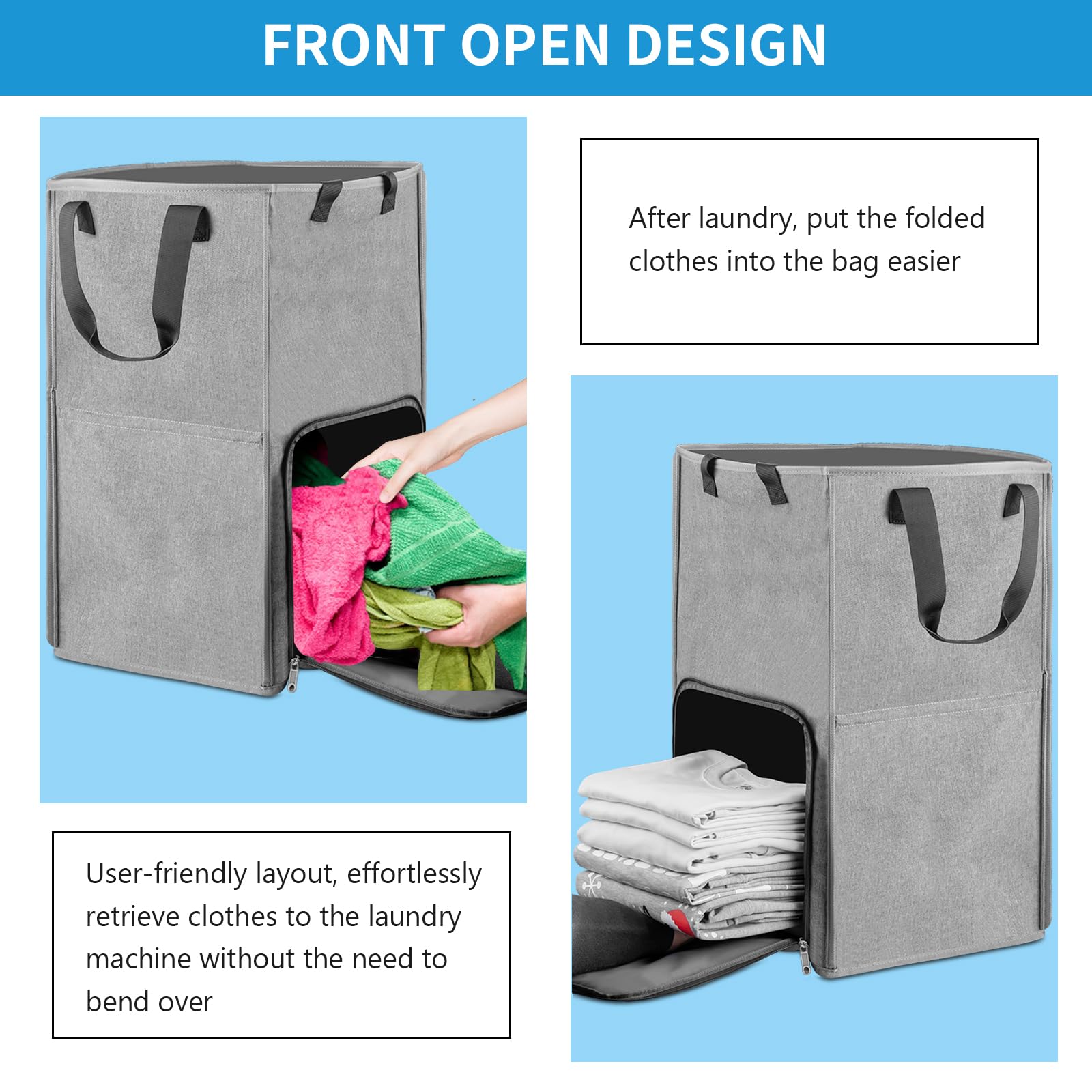 Laundry Backpack Bag, Bukere Extra Large 2 in 1 Laundry Hamper Basket for College Students Dorm Essentials, Adjustable Shoulder Straps, Freestanding Laundry Bag for Apartment, Laundromat, Travel