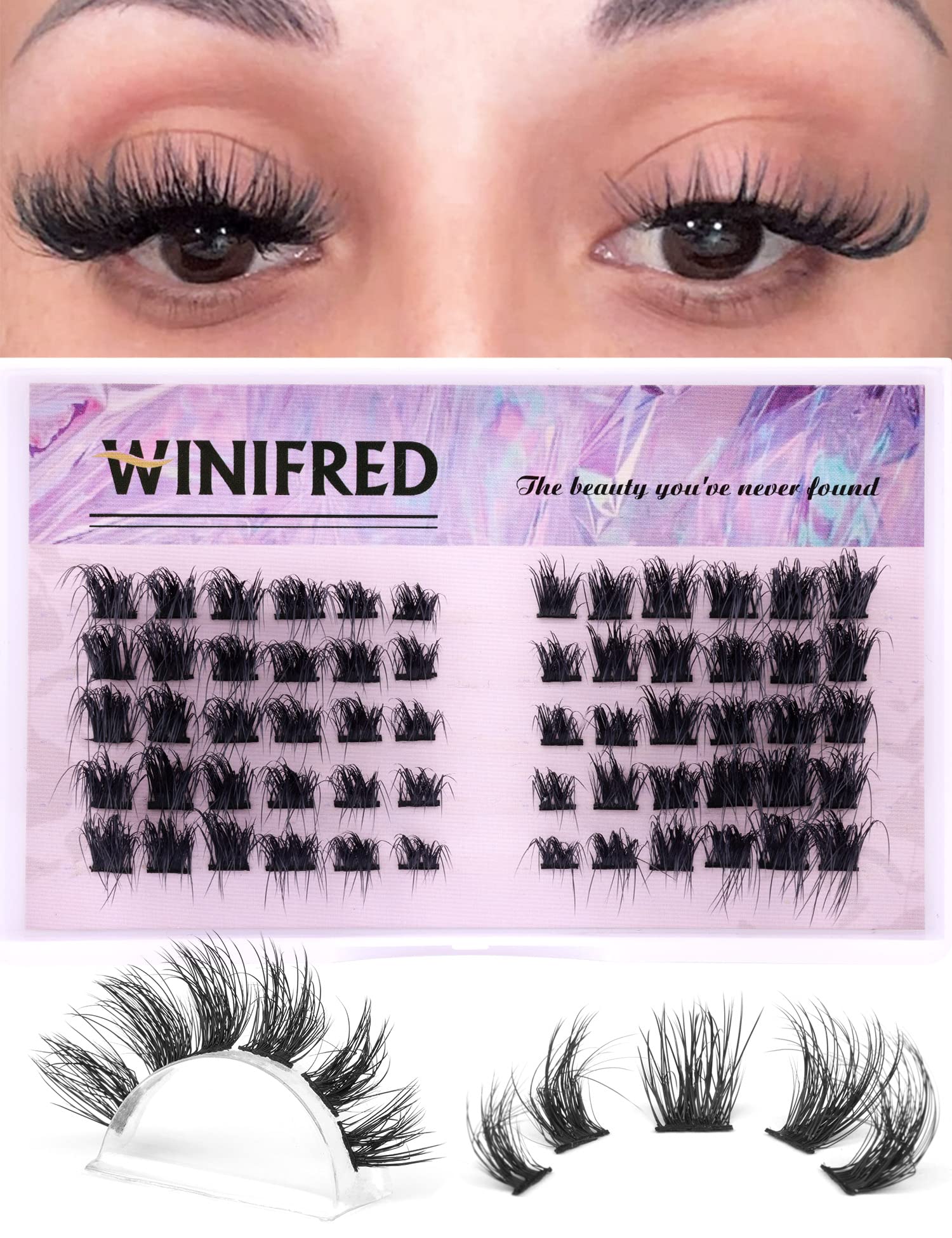 Individual Lashes Cluster Flat Lashes Mink Eyelashes Extension D Curly False Eyelashes Natural Look Wispy Fake Lashes DIY at Home 10mm-18mm Cluster Lashes by Winifred