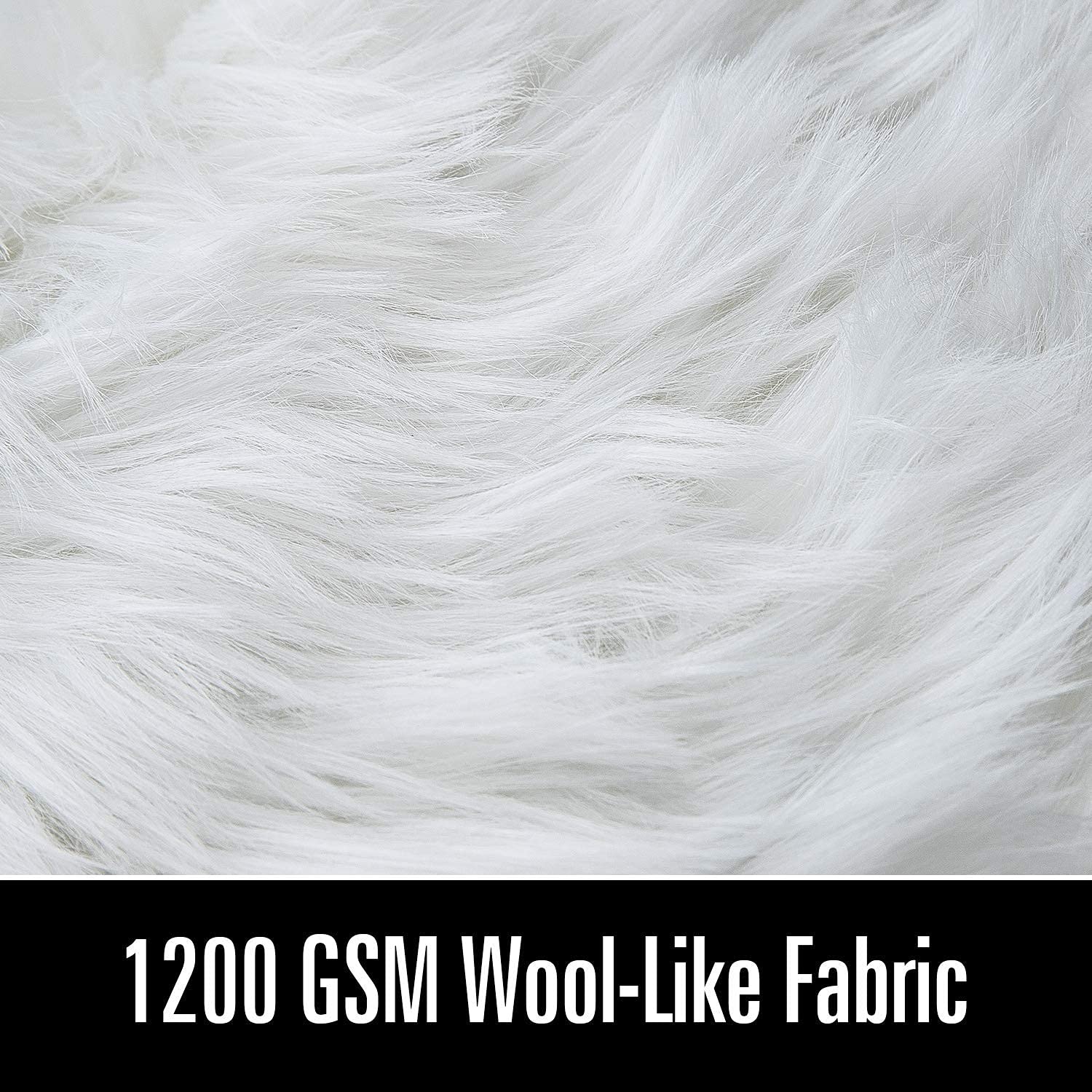 LOCHAS Super Soft Round Seat Cushion Faux Fur Sheepskin Chair Cover Pad Plush Rugs for Living Bedroom Sofa Couch, 18''x18'' White