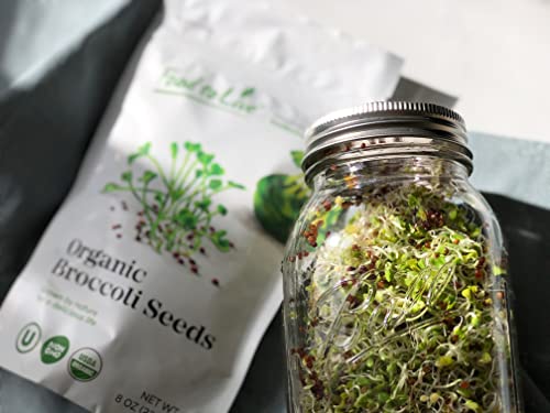 Organic Broccoli Seeds for Sprouting, 1 Pound β Non-GMO, Vegan, Kosher, Sirtfood, Bulk. Rich in Sulforaphane, Vitamin C. Grow Sprouts, Microgreens for Salads, and Sandwiches. High Germination Rate.