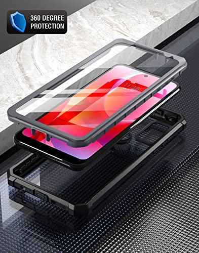 Poetic Guardian Case for Motorola Moto G Power 2022, [20FT Mil-Grade Drop Tested], Full-Body Hybrid Shockproof Bumper Cover with Built-in Screen Protector, Black/Clear