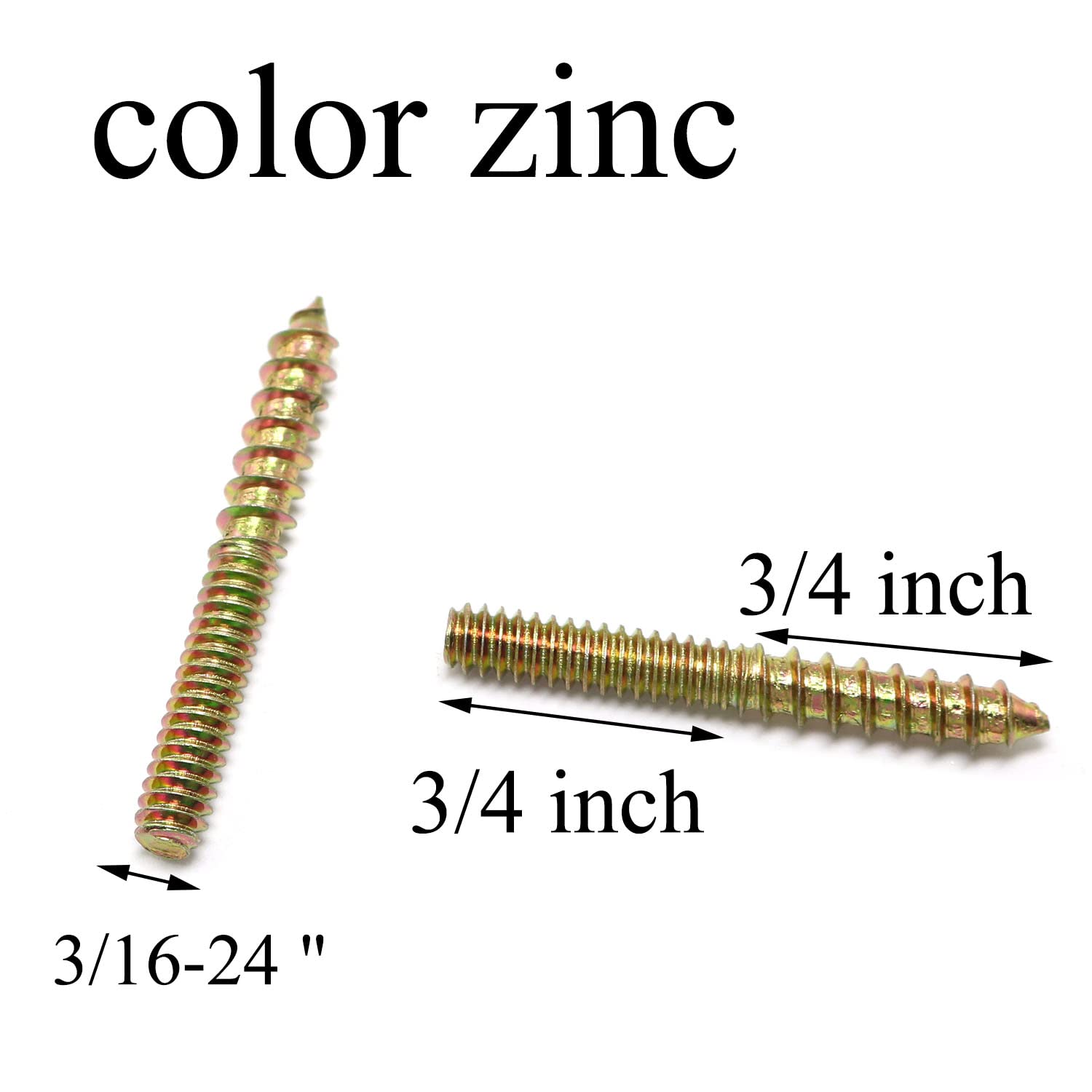 Pro Bamboo Kitchen 8pcs 3/16-24 x 1-1/2" Hanger Bolts Double Headed Bolts Self-Tapping Screw Hanger Bolts for Furniture