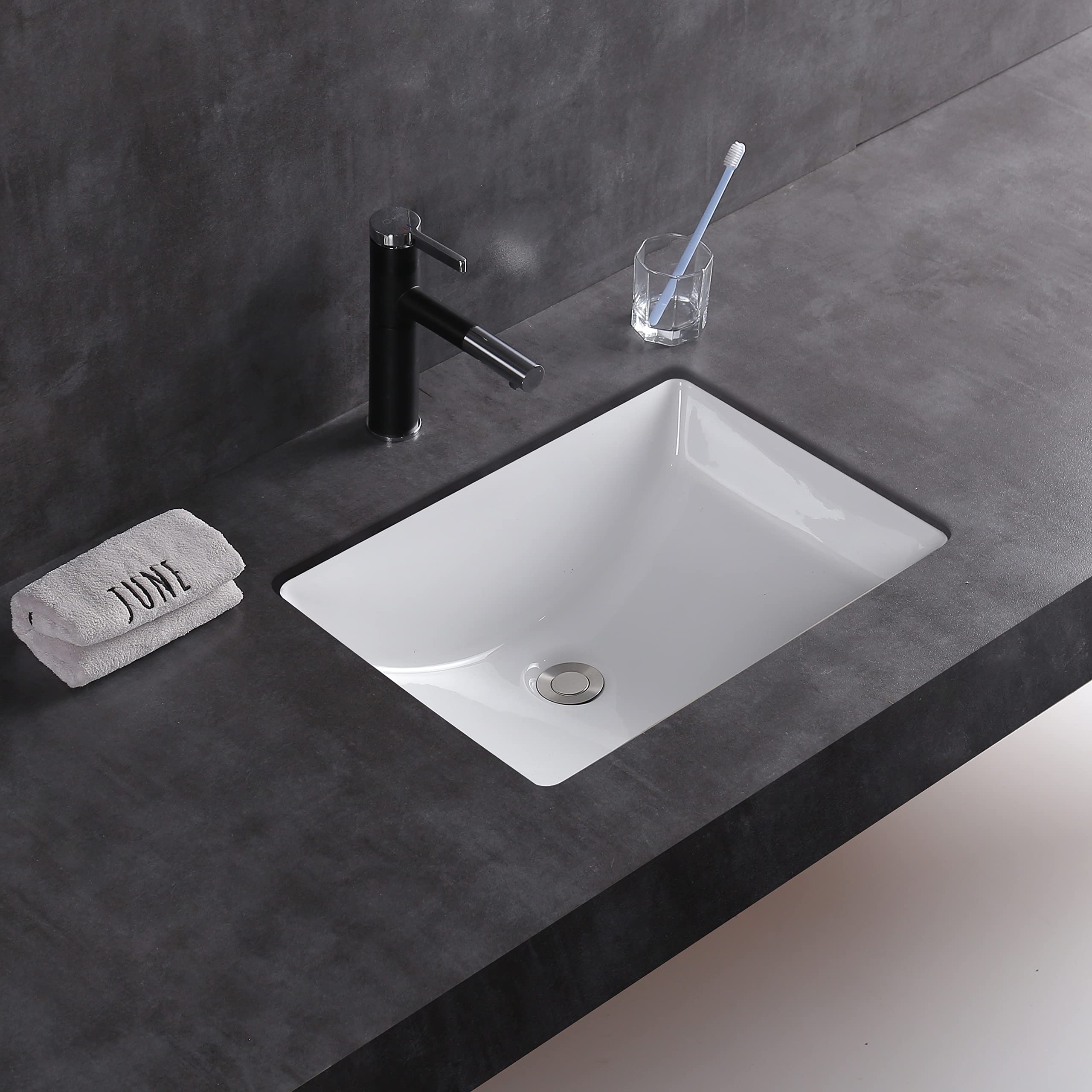 MEJE #202H -18 Inch Vessel Sink Rectangle Undermount Bathroom Sink Lavatory Vanity Ceramic, White