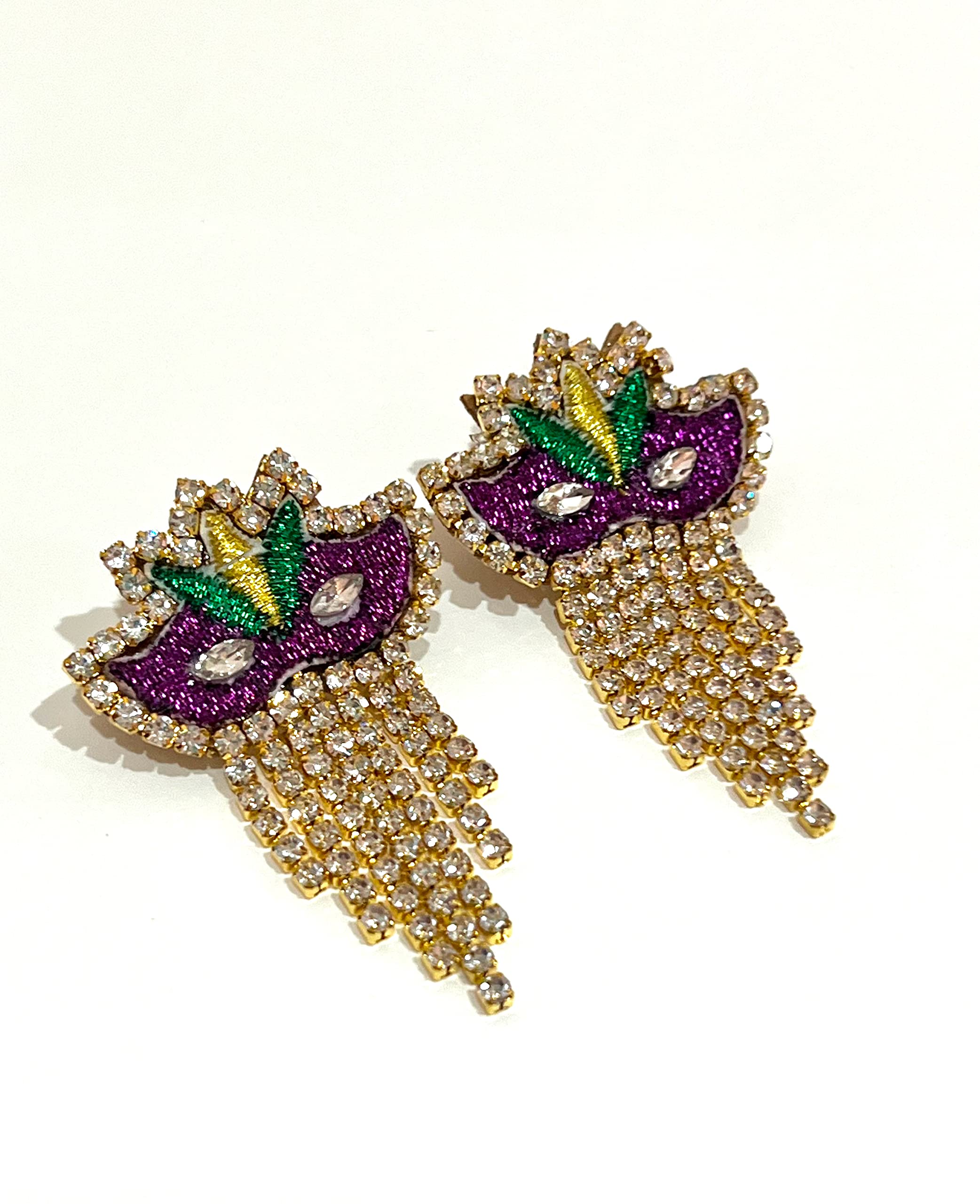 Mardi Gras Earrings, Masquerade Dangle Mardi Gras Earrings