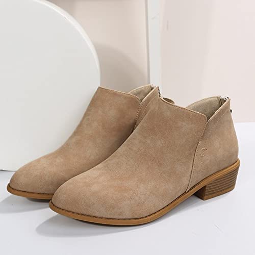 Lovely Nursling Womens Fashion Boots Low Heel Womens Ankle Booties Boots Square Toe Anti-Slip Womens Combat Boots Short Platform Booties