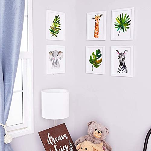 Jungle Animal Nursery Wall Décor, Zebra, Giraffe, Elephant (8 x 10 In, 6 Pack)
