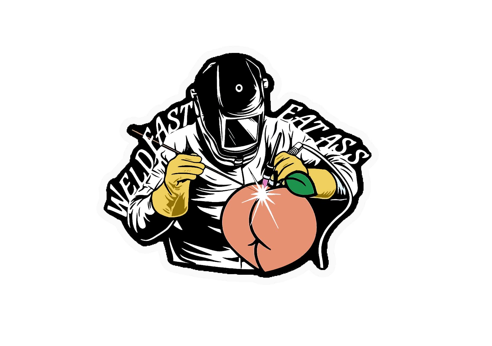 HTLiem Weld Fast Eat A** Waterproof Vinyl Sticker, Welder Sticker, Fitter, Blue Collar Decal, Funny Helmet Sticker for Men/Women, Hardhat Helmet Sticker, Tool Box Sticker