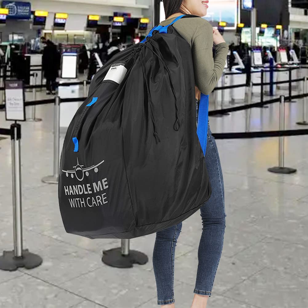 KYHDIYA Stroller Travel Bag for Airplane Durable Gate Check Bag Air Travel Backpack with Shoulder Straps Foldable Stroller Cover for Infant Carriers,Stroller & Booster,Car Seats,Blue