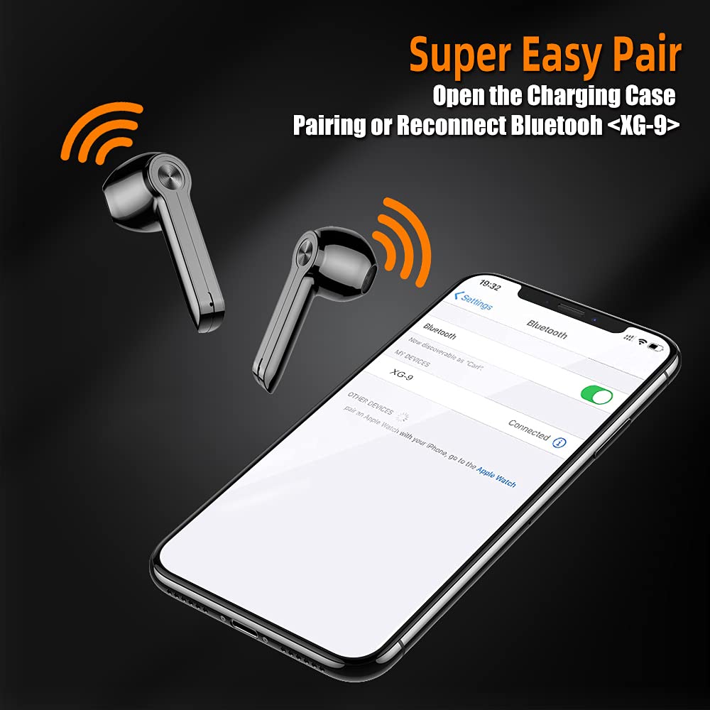 JAKO Wireless Earbuds, IPX5 Waterproof Headset with Charging Case, TWS 5.0 Bluetooth Headphones Deep Bass Stereo in-Ear Earbuds Built-in Mic