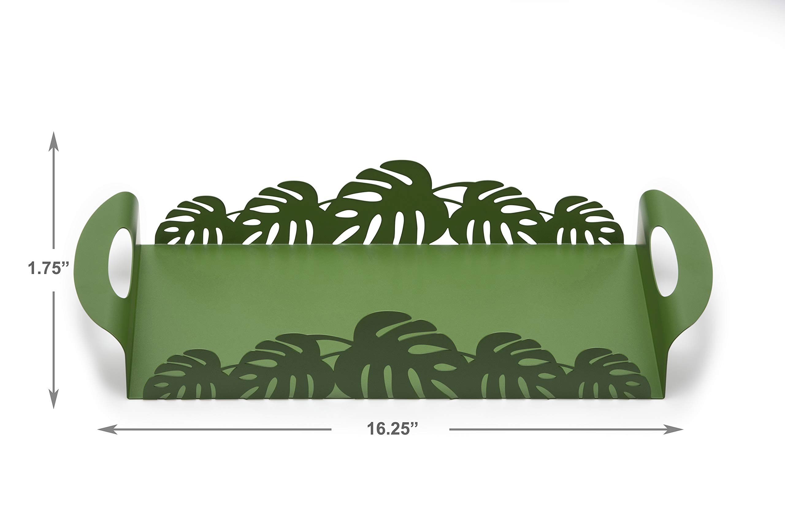Mango Steam Decorative Coffee Table, Ottoman, Breakfast, Drinks, Serving, Bathroom Valet, Nightstand, Dresser Organizer Tray (Leaf, Green)