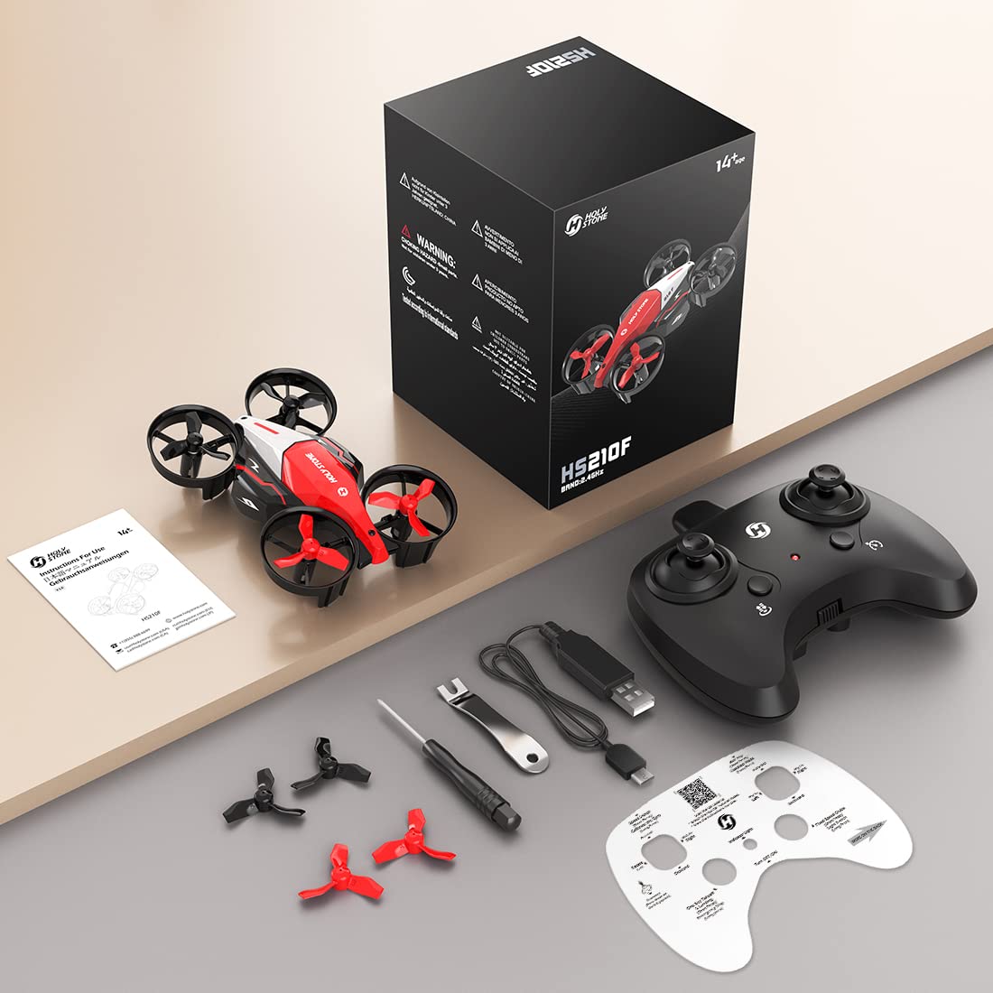 Holy Stone Mini Drone for Kids, HS210F 2 In 1 Small Indoor RC Quadcopter Helicopter Plane with Modular Battery, Land and Fly Mode, Auto Hovering, 3D Flip, Headless Mode, Toy Gift for Boys and Girls…