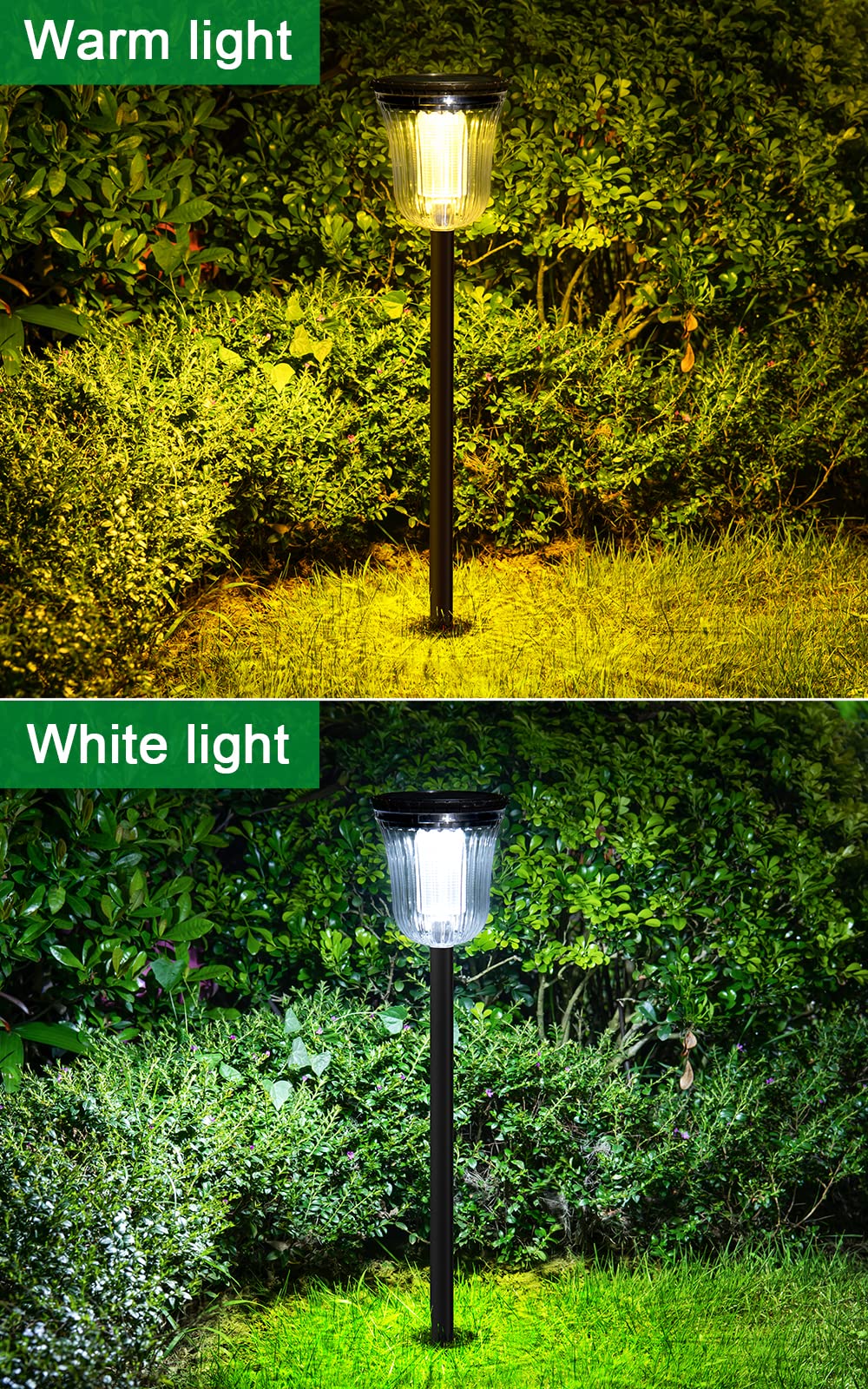 JSOT Solar Pathway Lights Outdoor Waterproof Color Changing,2 Modes Auto On/Off Solar Powered Lights for Garden Backyard Driveway Landscape 6 Pack