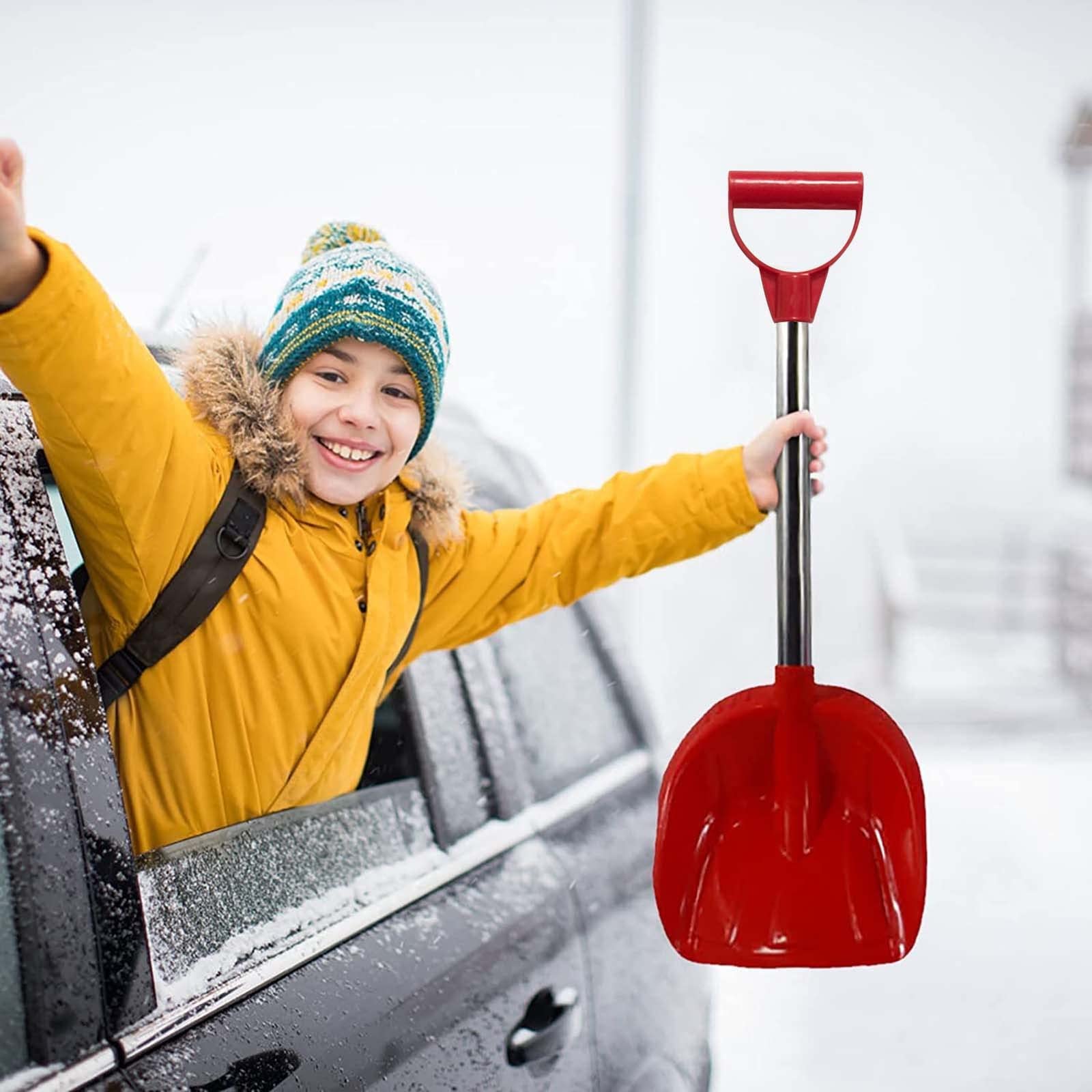 Kid Snow Shovel with Stainless Steel Handle, 23.2" Durable Shovel for Snow Removal, Winter Shovel with Handle for Digging Sand and Beach Fun Gift (Hot Pink)