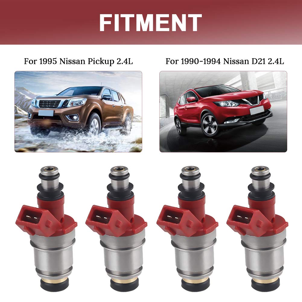 JDMON Compatible with Fuel Injectors Nissan Pickup D21 2.4L replace 1990-1994 16600-86G00 1660086G00 4pcs