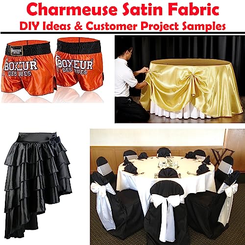 Satin Fabric | 2, 5, 10 Yards | Charmeuse Satin | 60" Wide | Silky & Shiny | Decoration, Fashion Crafts (Rich Gold, 2 Yards)