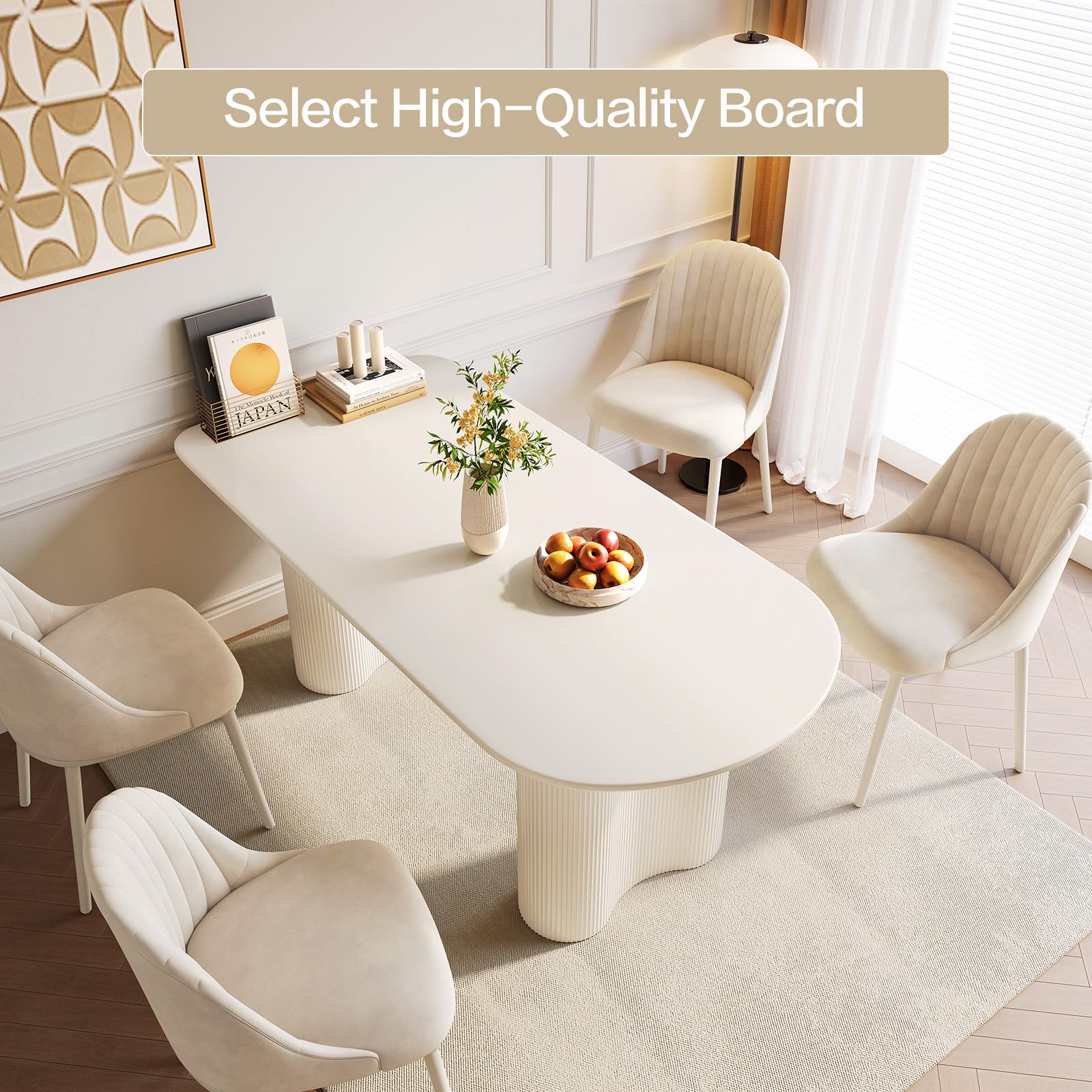 GraceNook 63" White Dining Table, Oval Dining Room Table, Modern Dining Table for 2,4,6 Person, Kitchen Table, Nook Dining Table Set for Dining Room,Kitchen,Breakfast Nook or Reception Room
