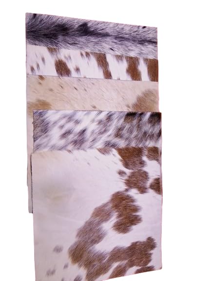 Natural Hair On Premium Quality Leather Cowskin Sheet with Hair on/Fur - NO Holes (Multi Color, 12"x12")