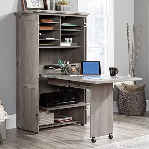 Sauder Miscellaneous Storage Craft & Sewing Armoire, L: 35.112" x W: 21.81" x H: 61.58", Mystic Oak Finish