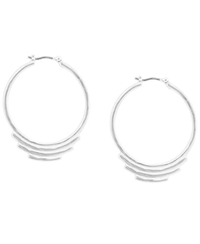 Lucky Brand Deco Hoop Earrings,Silver,One Size