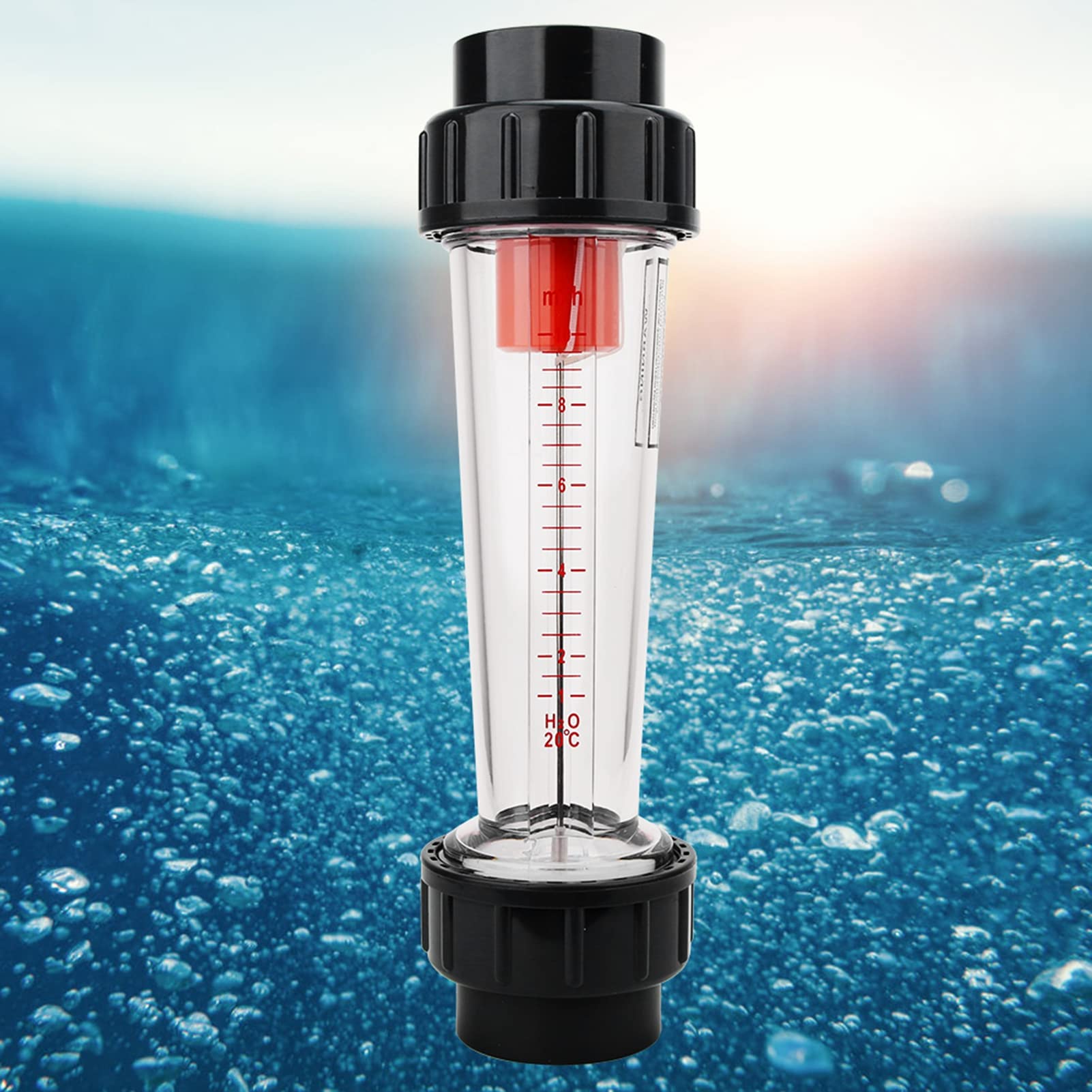 LZS-50(D)Liquid Flowing Rate Gauge 1-10 Tube Type Flowmeter 63mm/2.5in Liquid Flowing Meters Plastic Flat Interface Hydraulic Valve Fittings