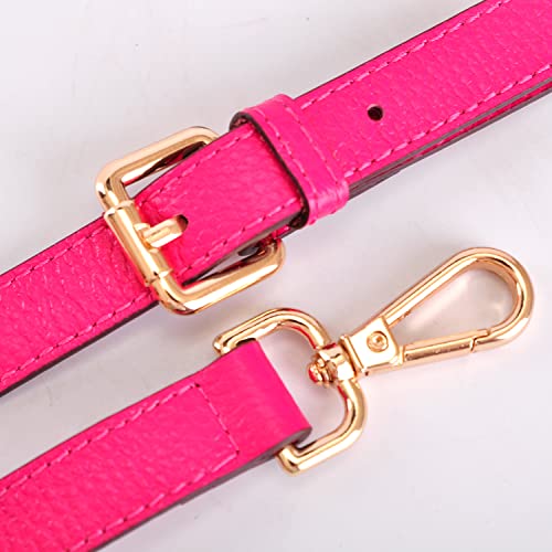 Live Up Full Grain Leather Adjustable Replacement Cross Body Purse Shoulder Strap Handbag Bag Wallet, 2/3" Wide (Rose)