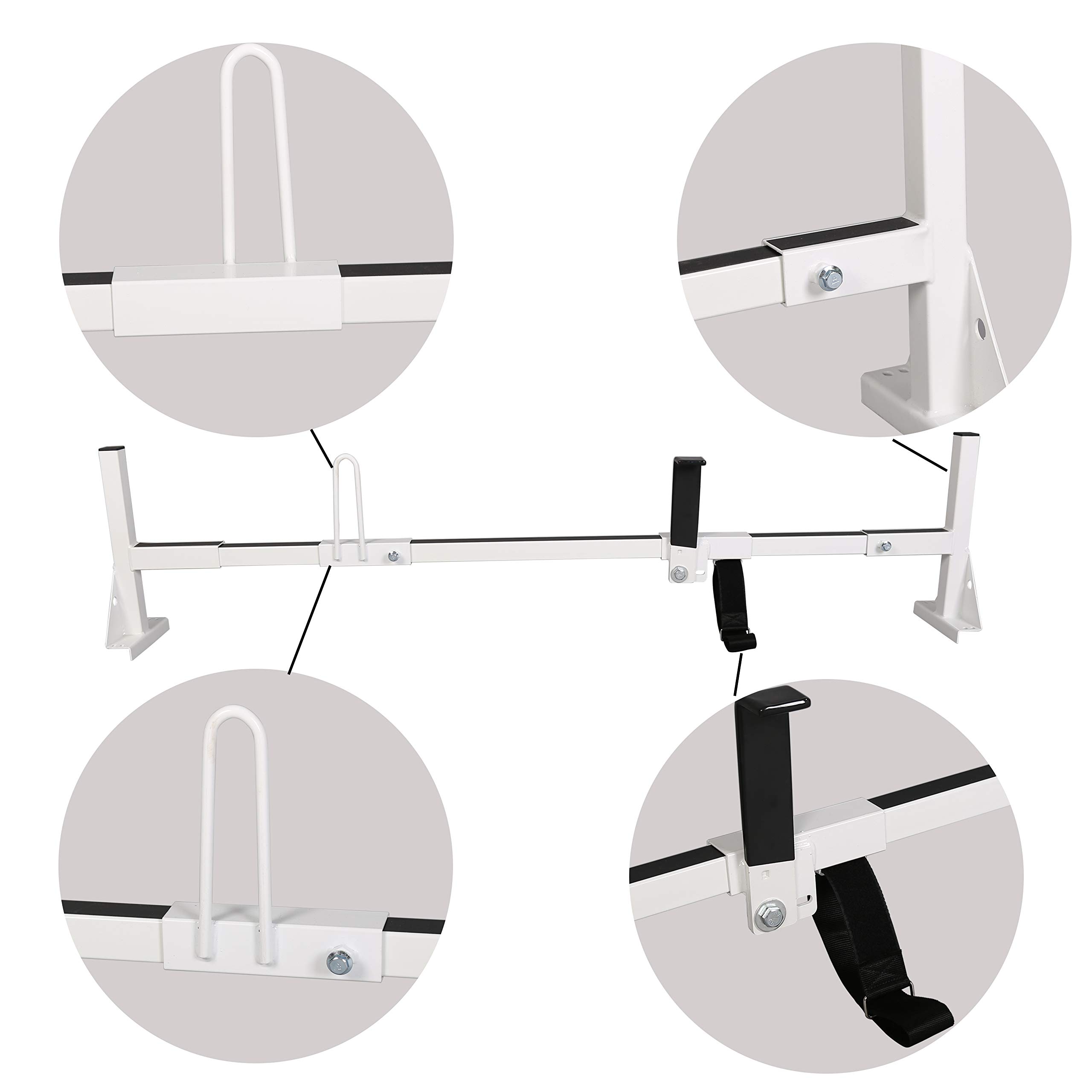 JMTAAT 68"-75" Adjustable 700 LBS Van Roof Mount Ladder Rack Compatible with Chevy Express Ford GMC Savana Steel(2 Bars)