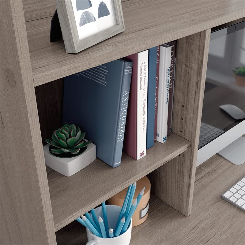 Sauder Beginnings Engineered Wood Desk w/Hutch in Silver Sycamore/Brown Finish