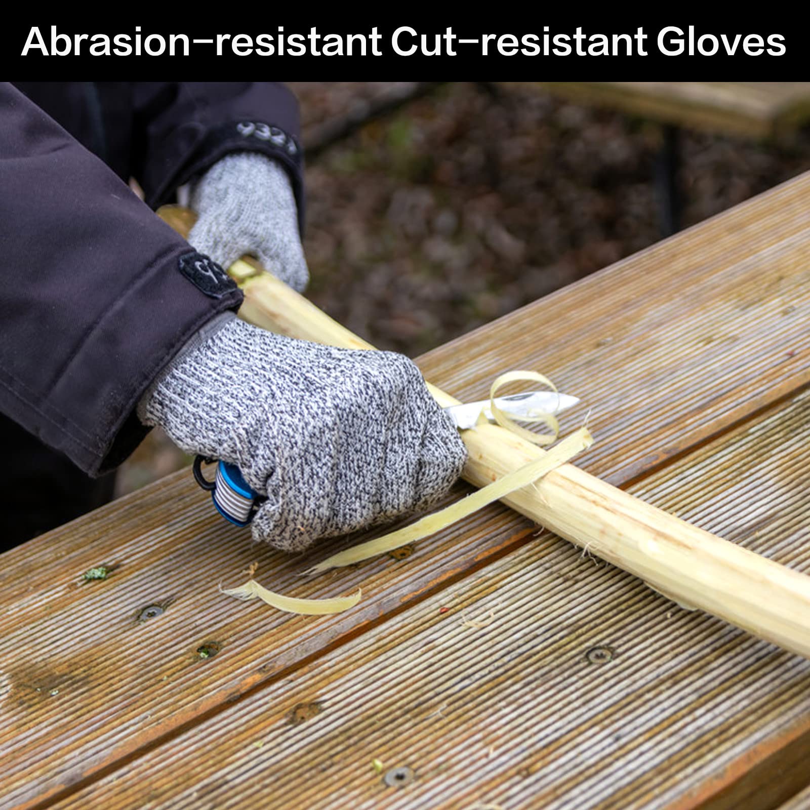 mearens Cut Resistant Gloves, Food Grade Safety Gloves Kitchen Anti Cut Gloves for Cutting, Level 5 Proof Cutting Work Gloves (Large)