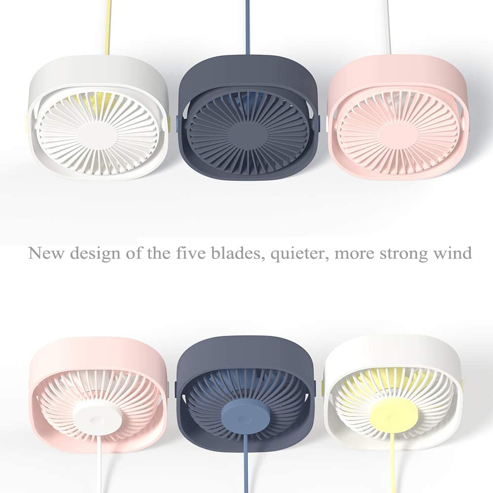 MEIWU NEW UPGRADE 2022, USB Table Fan Mini Personal Desk Fan Adjustable 3 Speed for Office (Nave Blue)