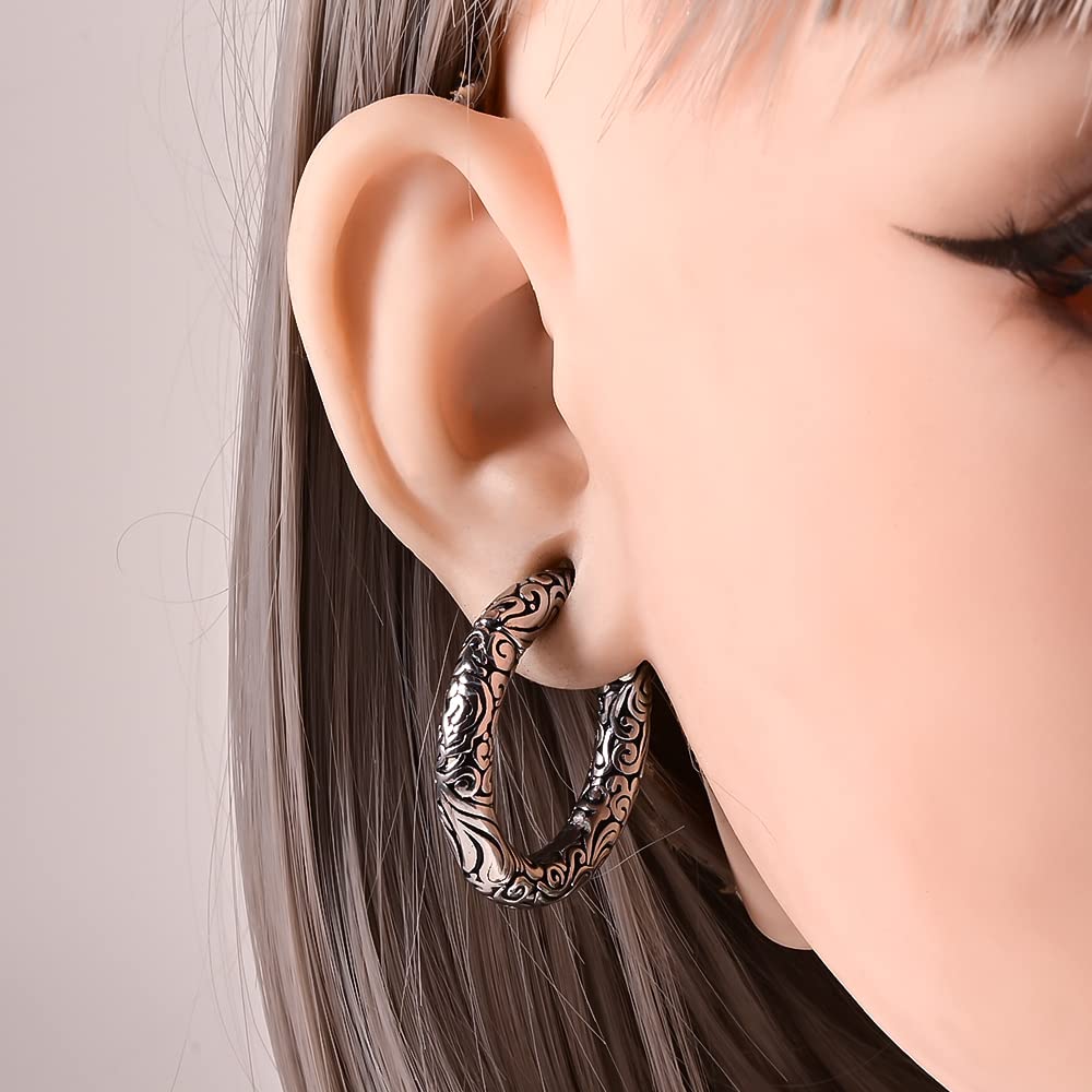 Maxbott 2PCS 316L Stainless Steel Vintage Ear Hangers Weights for Stretched Ear Plugs Gauges Body Piercing Jewelry (2G(6mm), Silver)