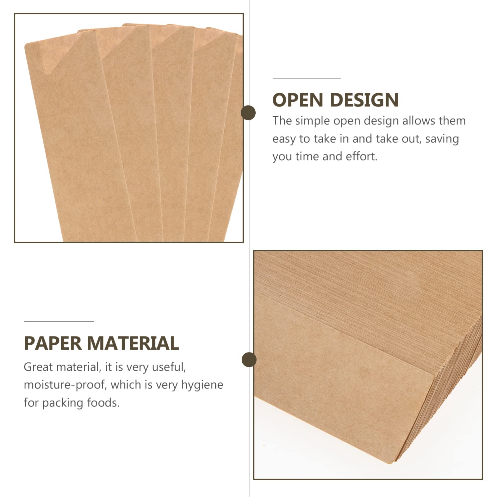 Luxshiny 600pcs Time for Pouches Portable Bag, Bags, Sleeve Disposable Sleeve, Holder Kraft Chopsticks Spoon Pocket Tableware and Restaurant Flatware Pockets Wrapping Wrapped Sleeves Paper