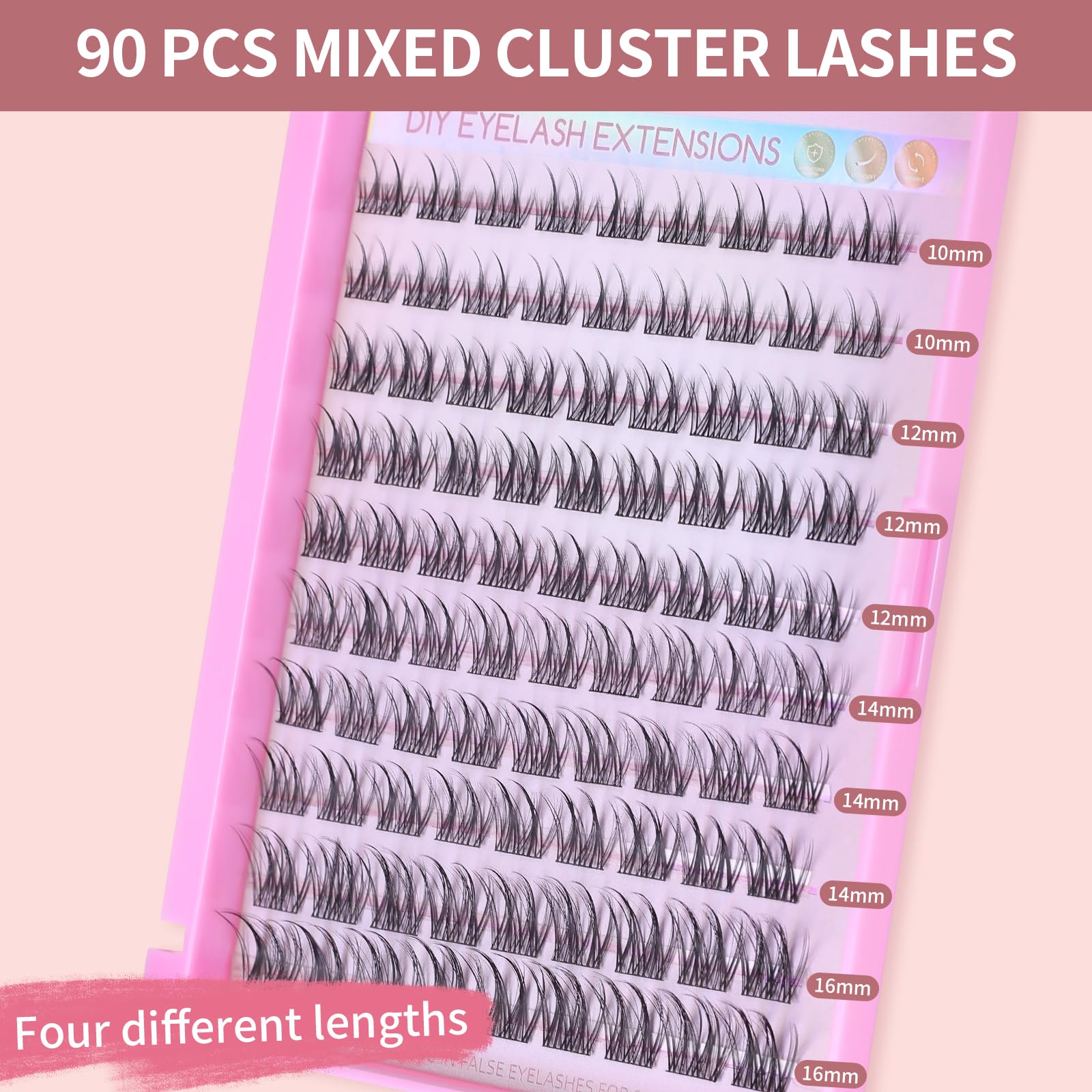 MLEN DIARY 296 Lash Clusters With Glue Individual Lashes Natural Eyelash Extension 4 in 1 False Lashes Manga Lashes Natural Look 9-12mm Lashes Wispy Cat Eye Lashes Fluffy Anime Eyelashes Extension Kit