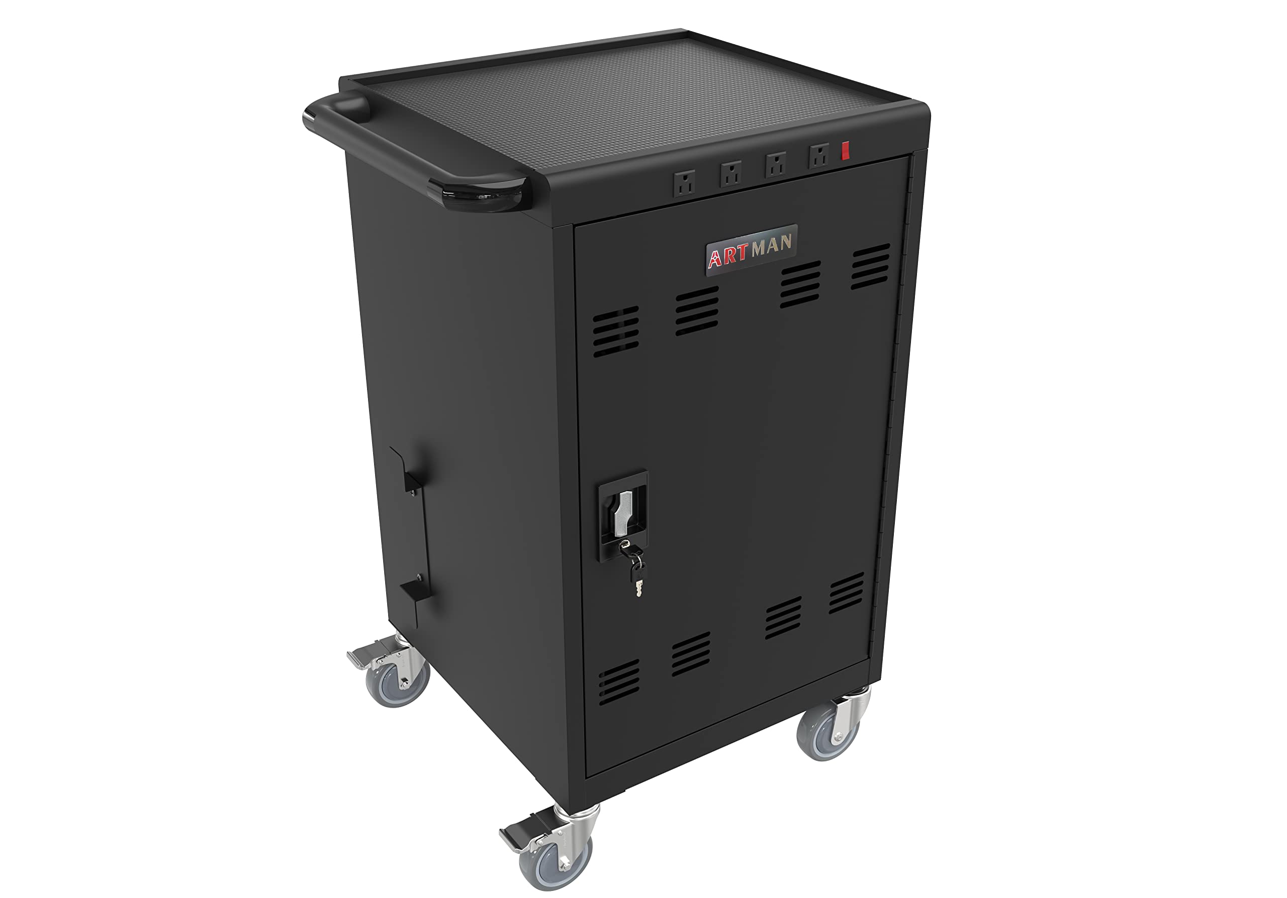 ODC 36 Device Mobile Charging Storage Cart for iPads,Chromebooks and Laptop Computers,Up to 17-inch Screen Size,Surge Protection,Front & Back Access Locking Cabinet