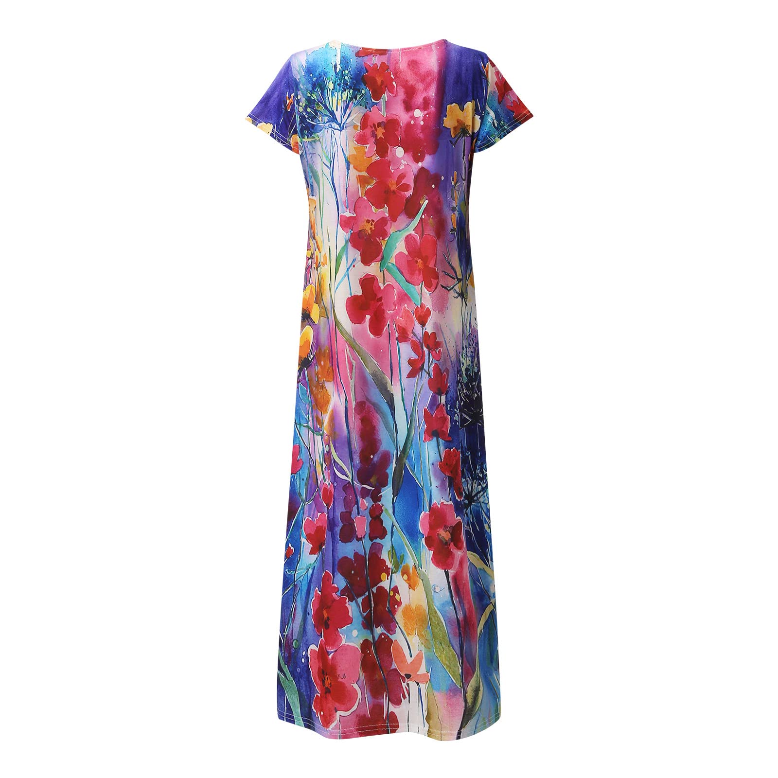 Maxi Boho O Casual Dresses Sleeve Dress Short Printing Womens Long Neck Spring Summer Sundress Beach Outfit Multicolor