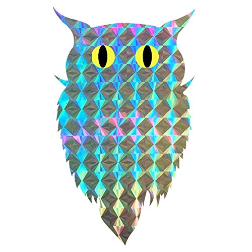 Pop Resin Glitter Owl Window Decals Reflective Owl Decoy Scare Birds Away Stickers - Self Adhesive Owl Sticker Scares Decals Ornamental Decorative Window Decor 100 pcs