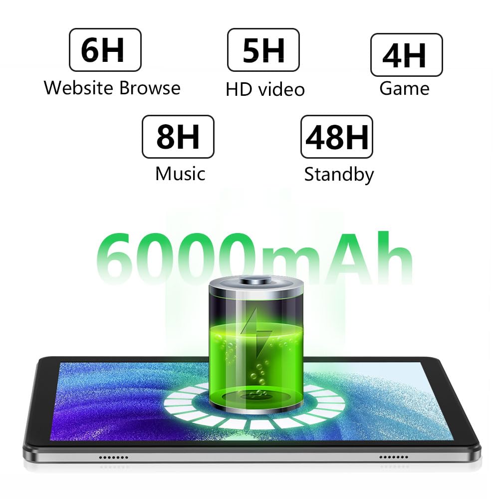 JUNINKE 10 inch Tablet Android 13 Tablets, 8GB RAM 128GB ROM 1TB Expand, 1280x800 IPS HD Screen, Quad Core Processor, WIFI6, Dual Camera, 6000mAh, BT, Ablet PC (Black) (K12)