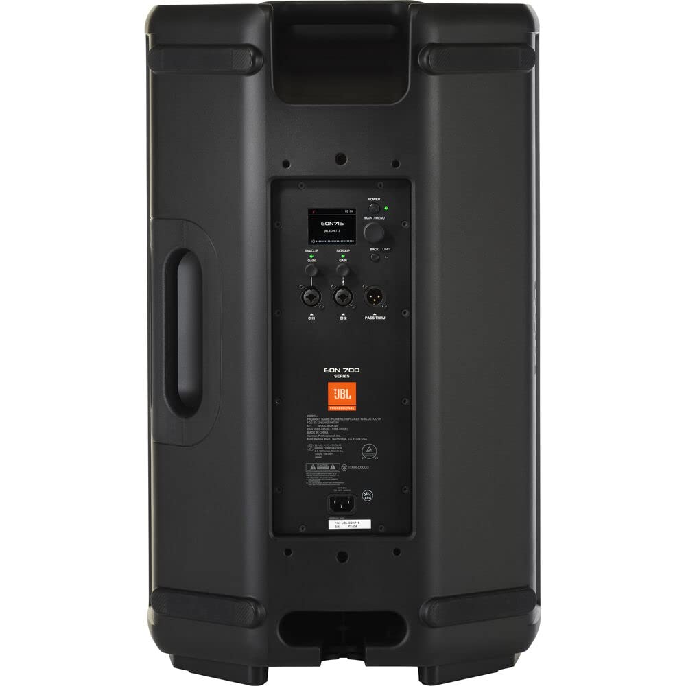 JBL Professional EON715 Powered PA Bluetooth Loudspeaker, 15-Inch (Pair) Bundle with Deluxe Steel Speaker Stand with Tripod Base and Case, and 2X XLR-XLR Cable