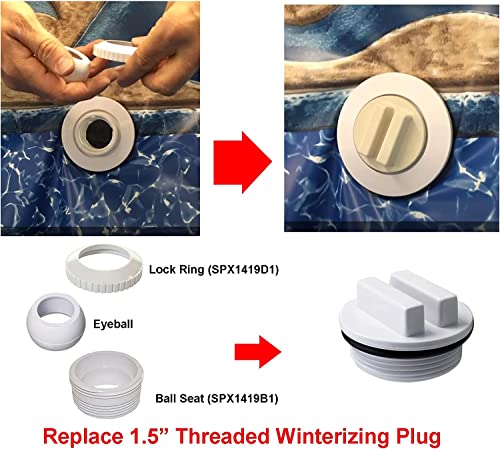 PoolSupplyTown Pool Spa 1/2" Opening Hydrostream Return Jet Fitting SP1419C with 1-1/2" Inch MIP Thread Replacement for Hayward SP1419C (5 Pack)