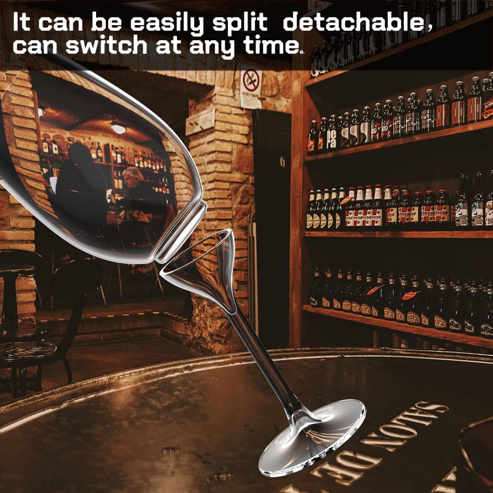 JIUBAR Travel Wine Glasses, Detachable Tritan Plastic stem wine glasses or Stemless Wine Cups/Champagne Glasses,Reusable Shatterproof Recyclable,clear color,BPA Free.