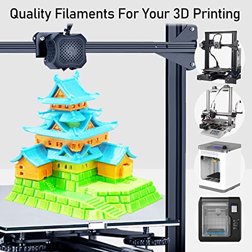 OEM MIKA3D 1.75mm Silk Shiny PLA 4 in 1 Bright Colors 3D Printer Filament Bundle Pack: Silk Yellow/Lime Green/Orange/Sky Blue, Each Spool 250g, 4 Spools Packed, Total 1Kg 3D Printing Material