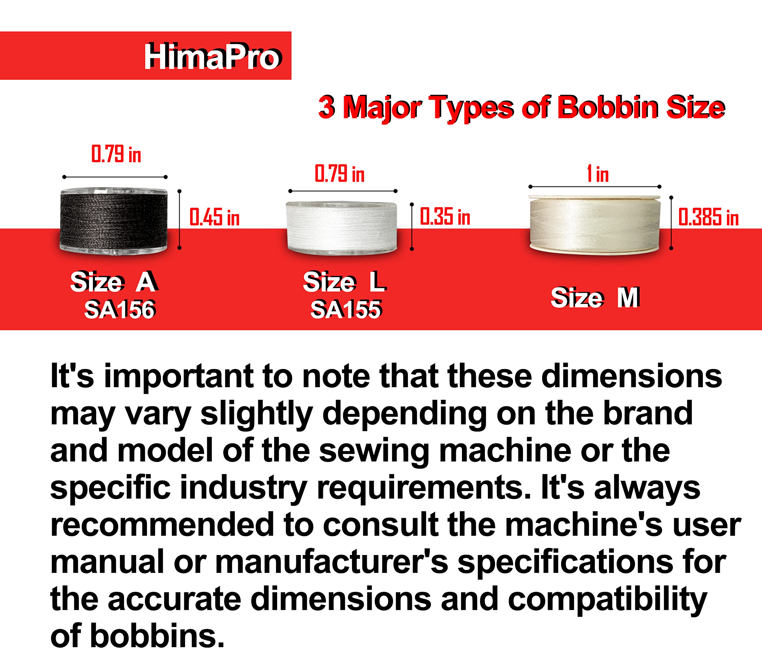 HimaPro 144 PreWound Bobbins for Embroidery and Sewing Machines Class 15 Size A (SA156) Plastic Sided 60 WT Polyester Sewing Thread(72 Black& 72 White)