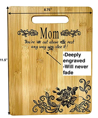Mother's Gift – Bamboo Cutting Board Design Mom Gift Mother's Day Gift Birthday Christmas Gift Engraved Side For Décor Hanging Reverse Side For Usage (8.75x11.5 Rectangle)