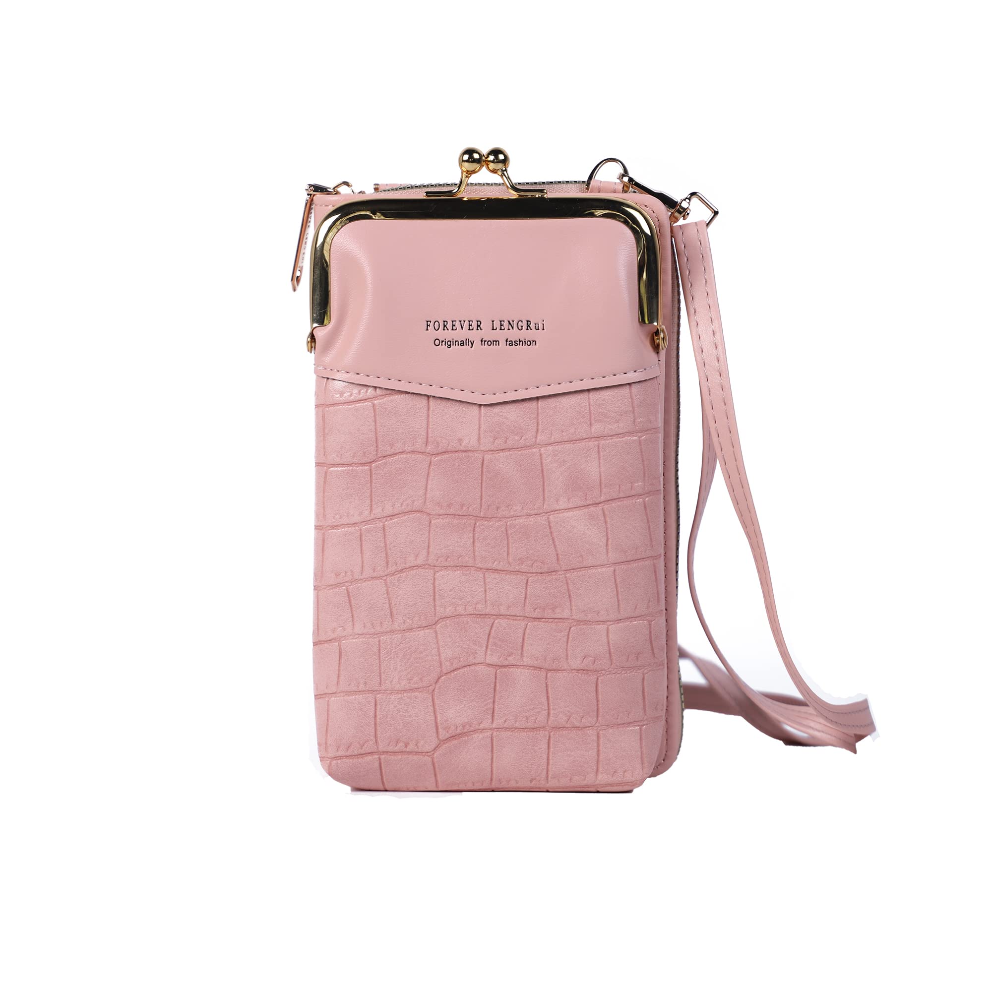 Mei Gu Dong Fashionable Women'S Small Crossbody Bag, Leather Phone Wallet(Pink)