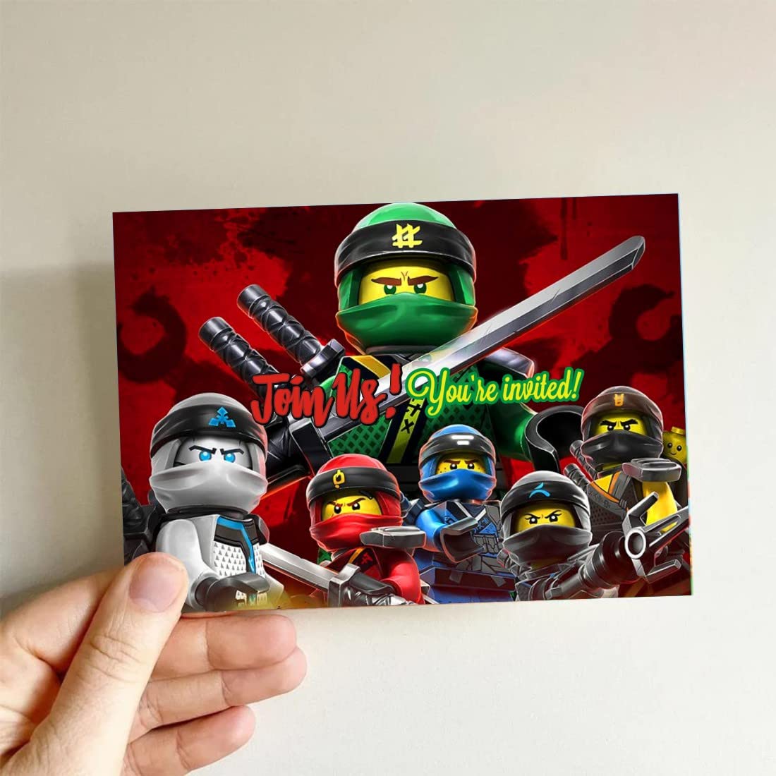 LOONYX 16Pcs Ninja Birthday Invitation Cards with Envelopes for Ninja Themed Party Supplies and Decorations