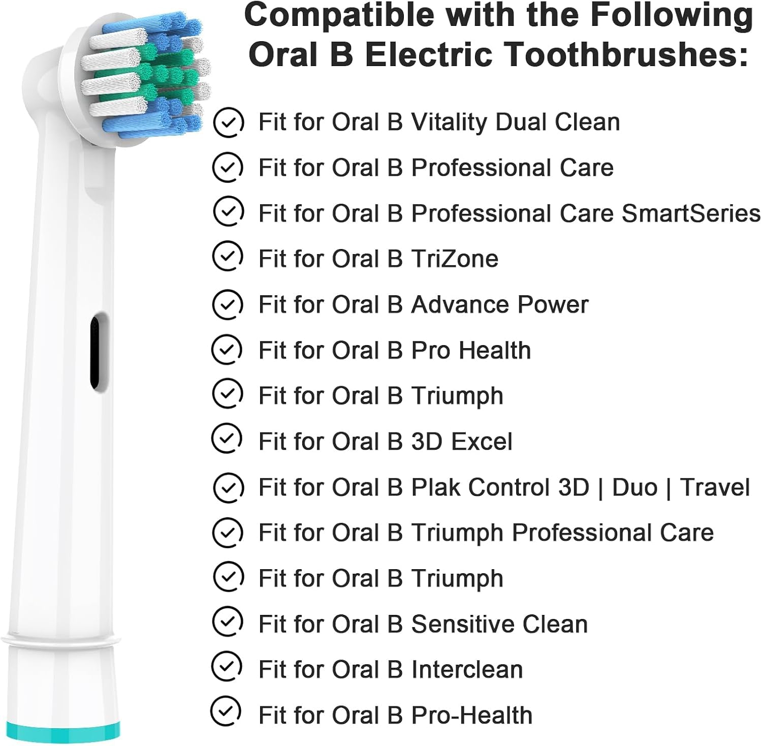 Replacement Brush Heads Compatible with Oral B,Electric Toothbrush Heads Cross Action for Oral-b Braun Pro 1000and More