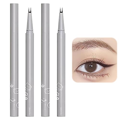 Jemey Double Tip Lower Eyelash Pencil Waterproof Anti-Smudge Dual Pronged Bottom Eyelashes Pen Super Slim Eye Liner Liquid Eyeliner Natural 3D Under Lashes for Eye Makeup (Black)