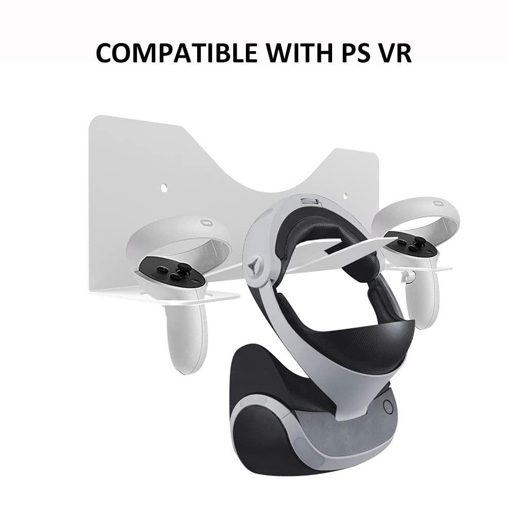 JDDWIN VR Headset Wall Mount Storage Stand Hook Compatible for Oculus Quest 2,Quest,Rift-S, HP Reverb G2, HTC Vive, Vive Pro,Valve Index,PS VR (White)